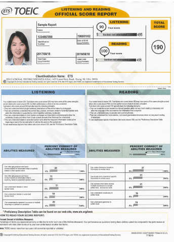 Thông báo điểm thi TOEIC (Score Reporting)